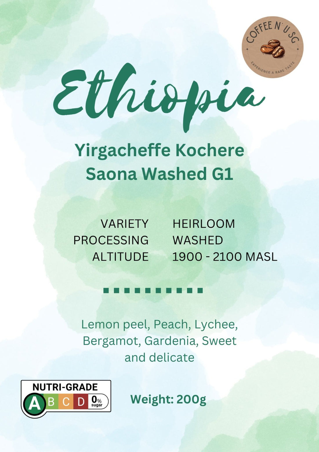 Ethiopia Yirgacheffe Kochere Saona Washed G1 Coffee Beans – Coffee N' U SG